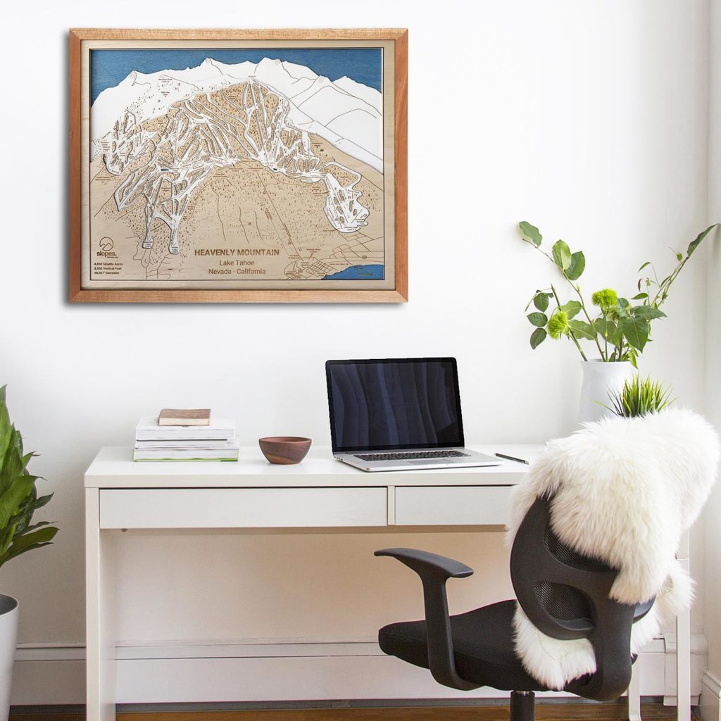 Heavenly Mountain 3D Ski Trail Map Art | Wooden Ski Map - Skiing Decor