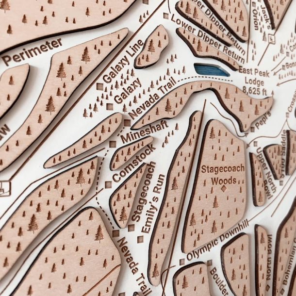 Heavenly Mountain 3D Ski Trail Map Art | Wooden Ski Map - Skiing Decor