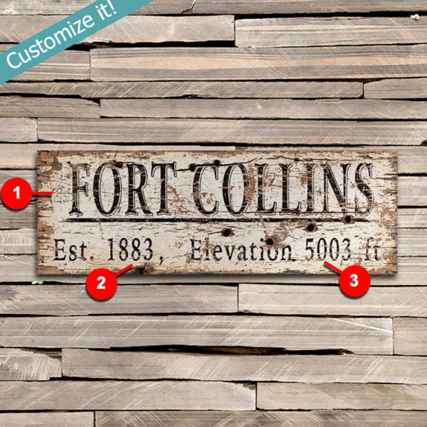 Personalized YOUR TOWN HERE Wood Sign | Add your Town, Date, Elevation
