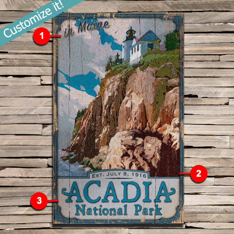 Acadia National Park Wooden Sign | Bass Harbor Head Lighthouse ...
