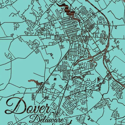 Dover, Delaware Wooden Map | Burnt Laser Carved Wall Art