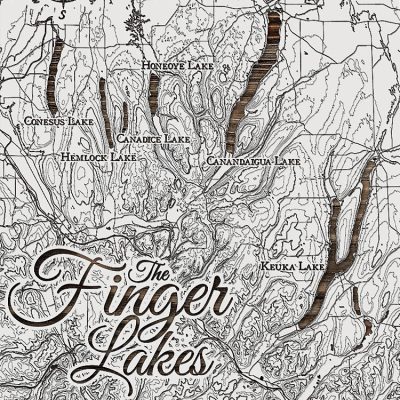 Finger Lakes NY Burnt Wooden Map | Laser Carved Wood Map