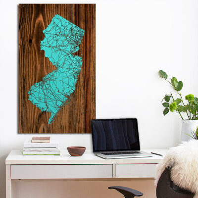 State of New Jersey Laser-Burnt Wood Map | State of NJ Map Engraved ...