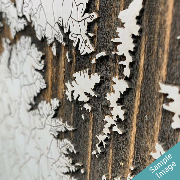 Finger Lakes NY Burnt Wooden Map | Laser Carved Wood Map