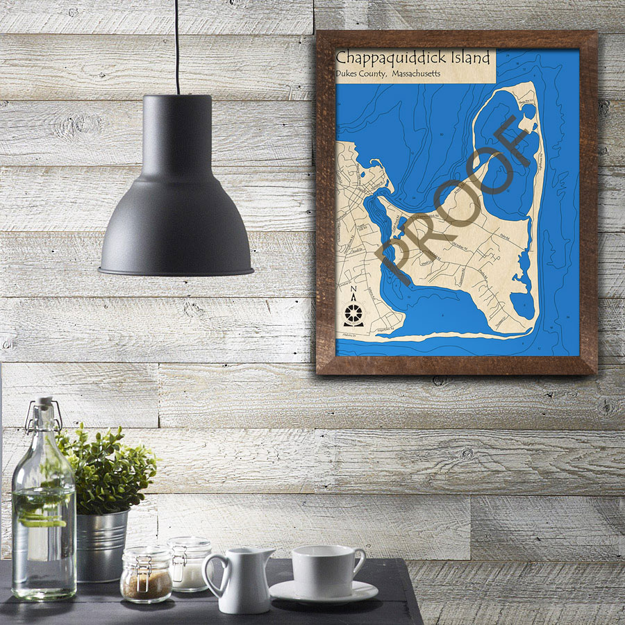 Chappaquiddick Island, MA 3D Wood Map | Laser-etched Nautical Decor