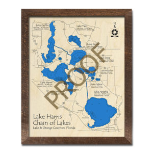 Lake Harris Chain of Lakes, Florida 3D Wood Map | Laser-etched Nautical ...