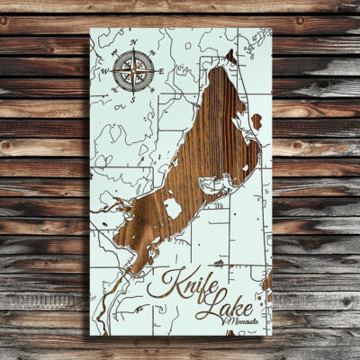 Knife Lake, Minnesota Wood Map | Burnt Laser-Cut Wall Map