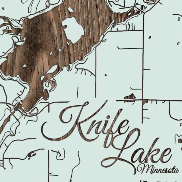 Knife Lake, Minnesota Wood Map | Burnt Laser-Cut Wall Map