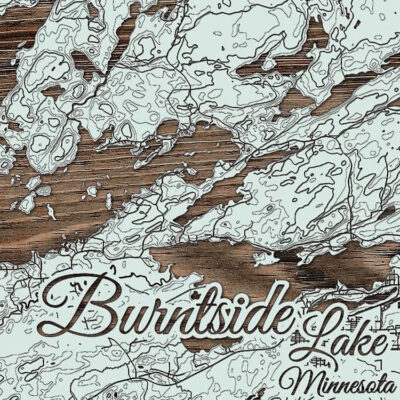 Burntside Lake, Minnesota Wood Map | Burnt Laser-Cut Wall Map