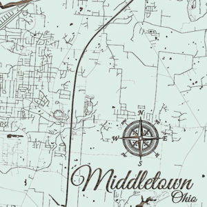 Middletown Ohio Wooden Map | Burnt Laser-Cut Wall Map