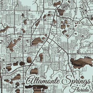 Altamonte Springs FL Wood Map | Burnt Laser-Carved Wall Sign