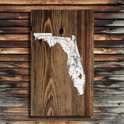 State of Florida Wooden Map | Burnt Laser-Carved Wall Art