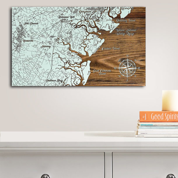 Lake Nottely, GA 3D Wood Map, Nautical Wood Chart