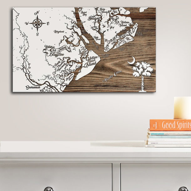 Lake Nottely, GA 3D Wood Map, Nautical Wood Chart