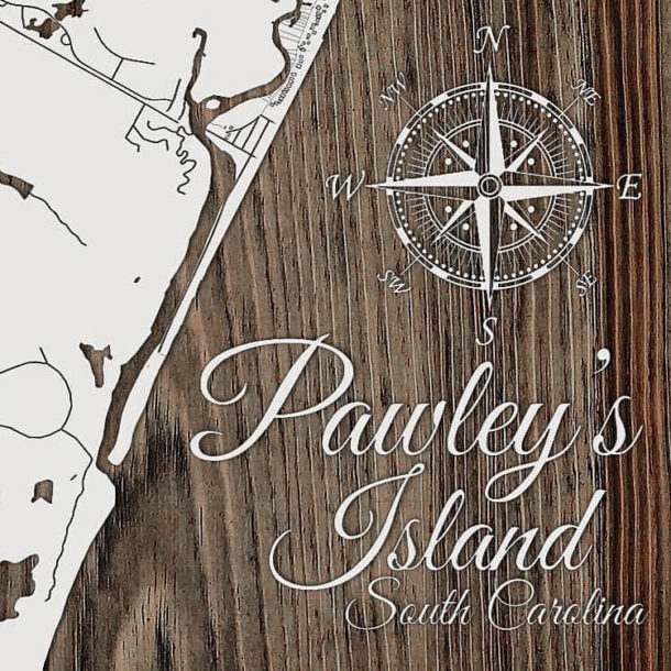 Pawley's Island SC Wood Map | Burnt Laser Carved Wall Sign