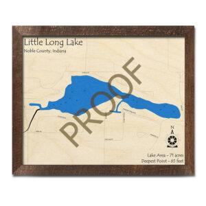 Little Long Lake, Indiana 3D Wood Map | Laser-etched Nautical Wall Art