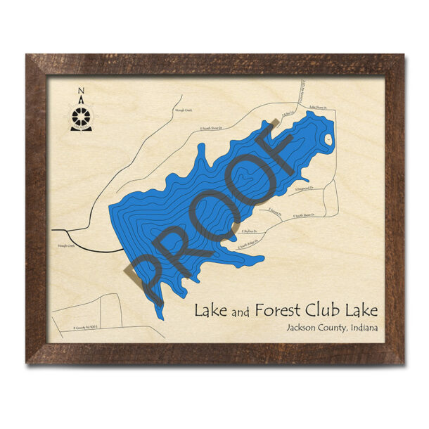 Forest Club Lake, Indiana 3D Wood Map | Laser-etched Nautical Wall Art