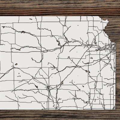 State of Kansas Wooden Map | Burnt Laser-Cut Wall Map