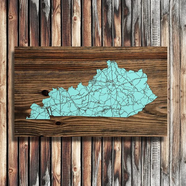 State of Kentucky Wooden Map | Burnt Laser-Cut Wall Map