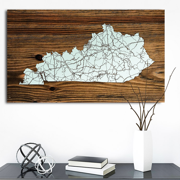 State of Kentucky Wooden Map | Burnt Laser-Cut Wall Map
