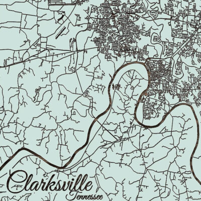 Clarksville, Tennessee Wooden Map | Burnt Laser-Cut Wall Map