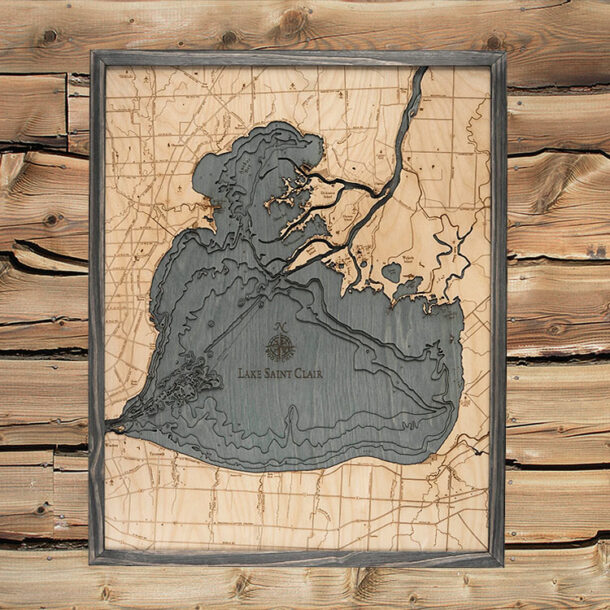 Lake Chemung, MI 3D Wood Topo Map