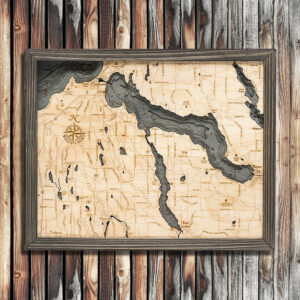 Lake Chemung, MI 3D Wood Topo Map