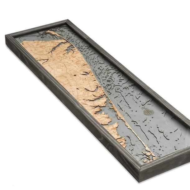 New Jersey Shore Wood Map (North) | 3D Nautical Wood Chart, 13.5" x 43"
