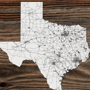 State of Texas Wooden Map | Burnt Laser-Cut Wall Map