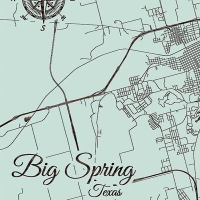 Big Spring, Texas Wooden Map | Burnt Laser-Cut Wall Map