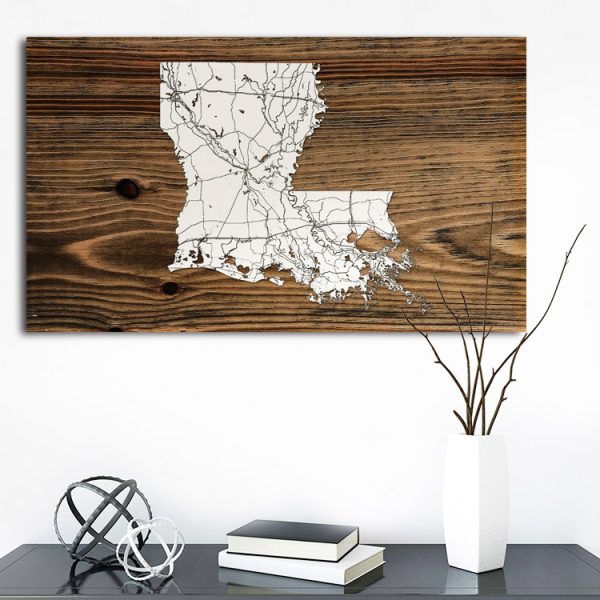 Lake Bruin 3D Wood Map, Louisiana, Laser-Cut Nautical Wood Chart