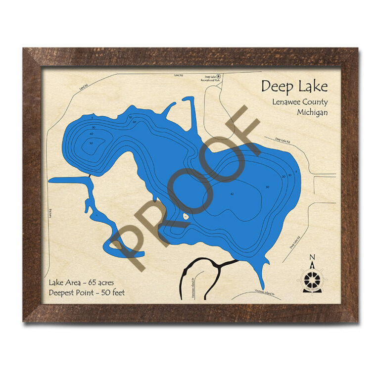 Deep Lake, MI 3D Wood Map | Michigan Nautical Wall Art