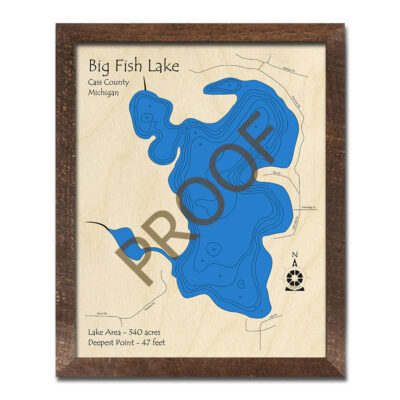 Big Fish Lake, MI 3D Wood Map | Michigan Nautical Wall Art