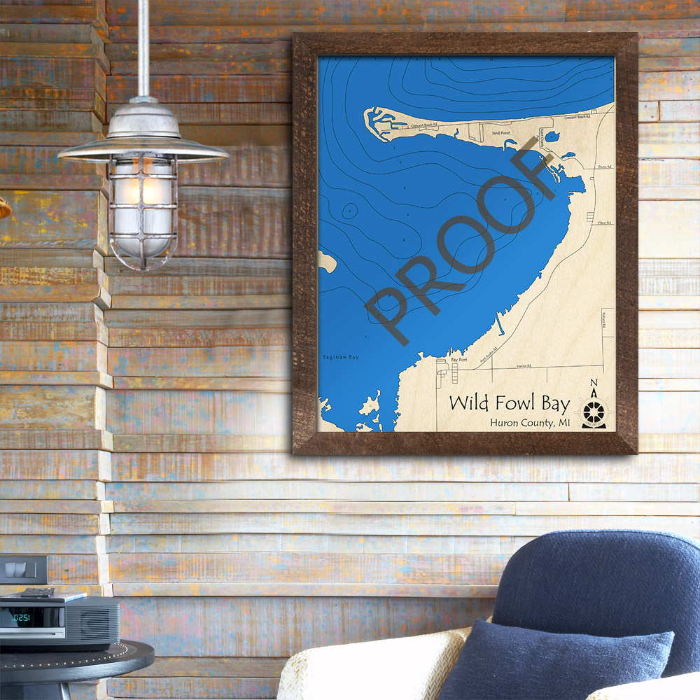 Wild Fowl Bay - Saginaw Bay - Lake Huron 3D Wood Map | Michigan ...