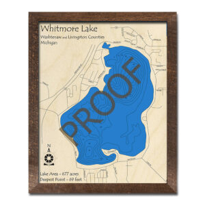 Whitmore Lake, MI 3D Wood Map | Michigan Nautical Wall Art