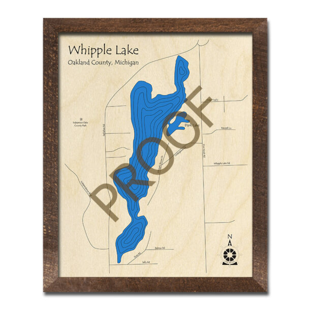 Whipple Lake, MI 3D Wood Map | Michigan Nautical Wall Art