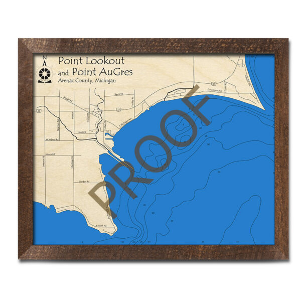 Point Lookout - Point AuGres - Lake Huron, MI 3D Wood Map | Michigan ...