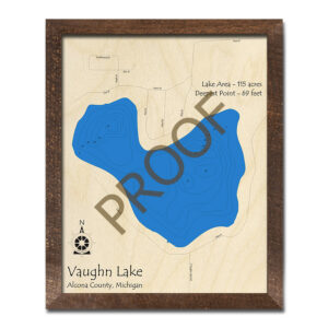Vaughn Lake, MI 3D Wood Map | Michigan Nautical Wall Art