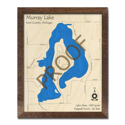 Murray Lake, MI 3D Wood Map | Michigan Nautical Wall Art