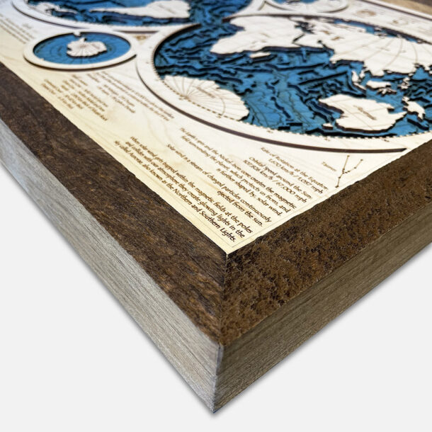 3D Wooden World Map | Laser Engraved Map of Planet Earth