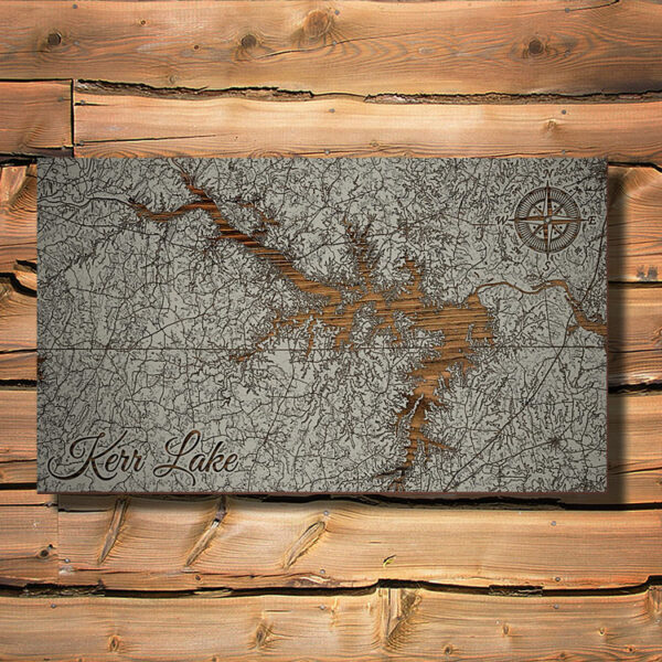 Kerr Lake, NC Wooden Map | Burnt Laser-Cut Wall Map
