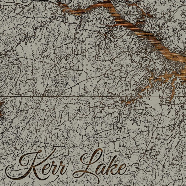 Kerr Lake, NC Wooden Map | Burnt Laser-Cut Wall Map