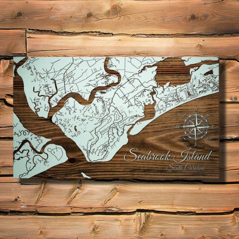 Seabrook Island, South Carolina Wooden Street Map | Burnt Laser-Cut ...