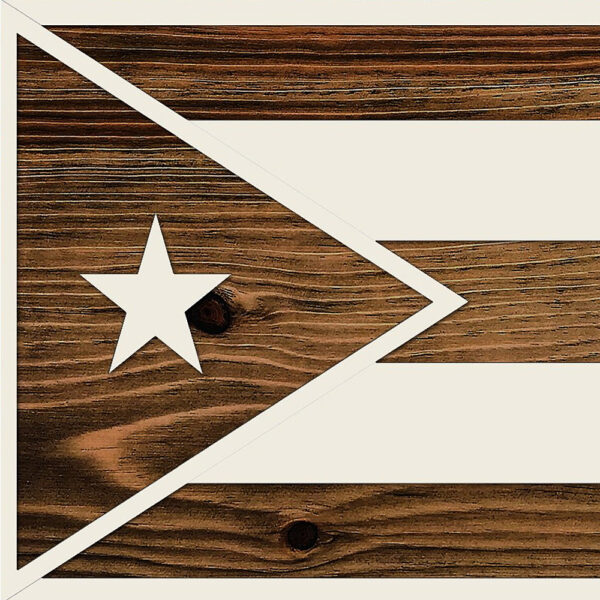 Cuban Wooden Flag | Burnt Laser-Cut Wood Flag