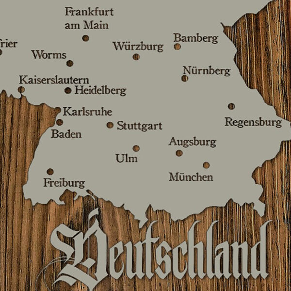 Germany Wooden Map | Burnt Laser-Cut Wall Map