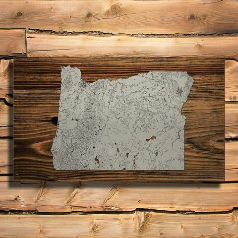 Oregon Wooden State Map | Burnt Laser-Cut Wall Map