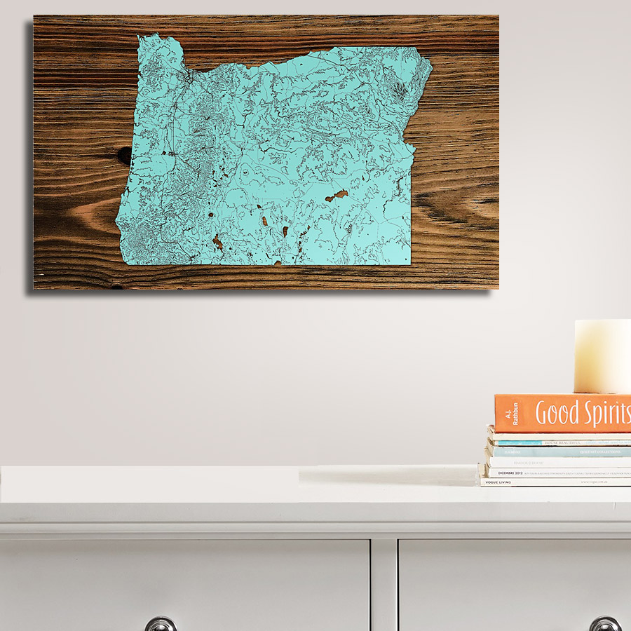 Oregon Wooden State Map | Burnt Laser-Cut Wall Map