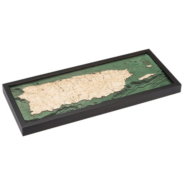 Puerto Rico 3D Nautical Wood Map, 13.5" x 31"