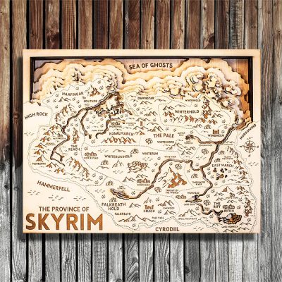 The Elder Scrolls - Skyrim Wooden Map | 3D Multi-layer Fan Art