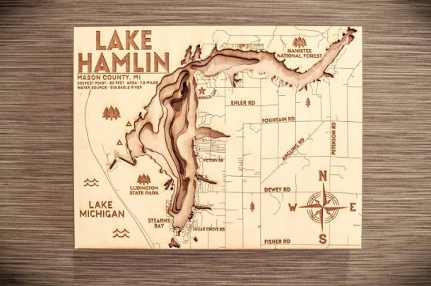 Lake Hamlin, MI Wood Map | 3D Nautical Wood Chart